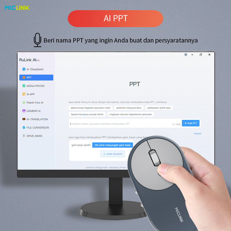 Jual MICLINK R011 AI Mouse Ketik Suara dan Translate 120 Bahasa ...