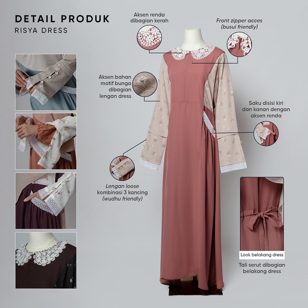 Jual JILBRAVE Risya Dress Gamis Feminine Kombinasi Motif Bunga Elegant Chic Look | Shopee Indonesia