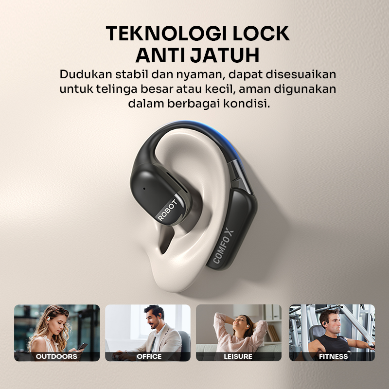 Jual ROBOT Earphone OWS Sport IP54 Bluetooth 5.4 TWS True Wireless ...