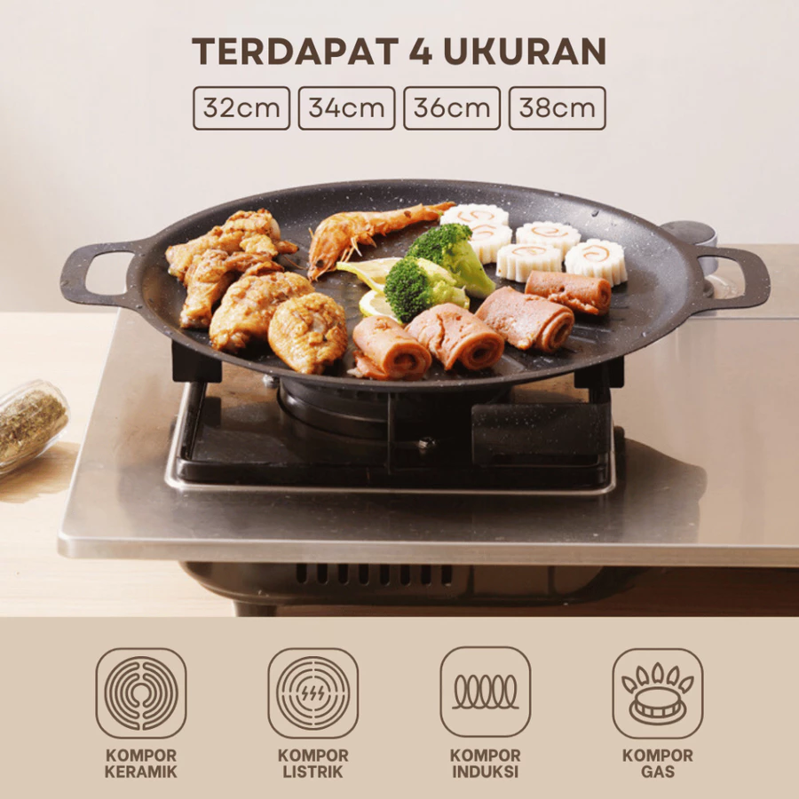 Jual Funkoo Wajan Grill Pan Anti Lengket Serbaguna Wajan Panggang Steak ...