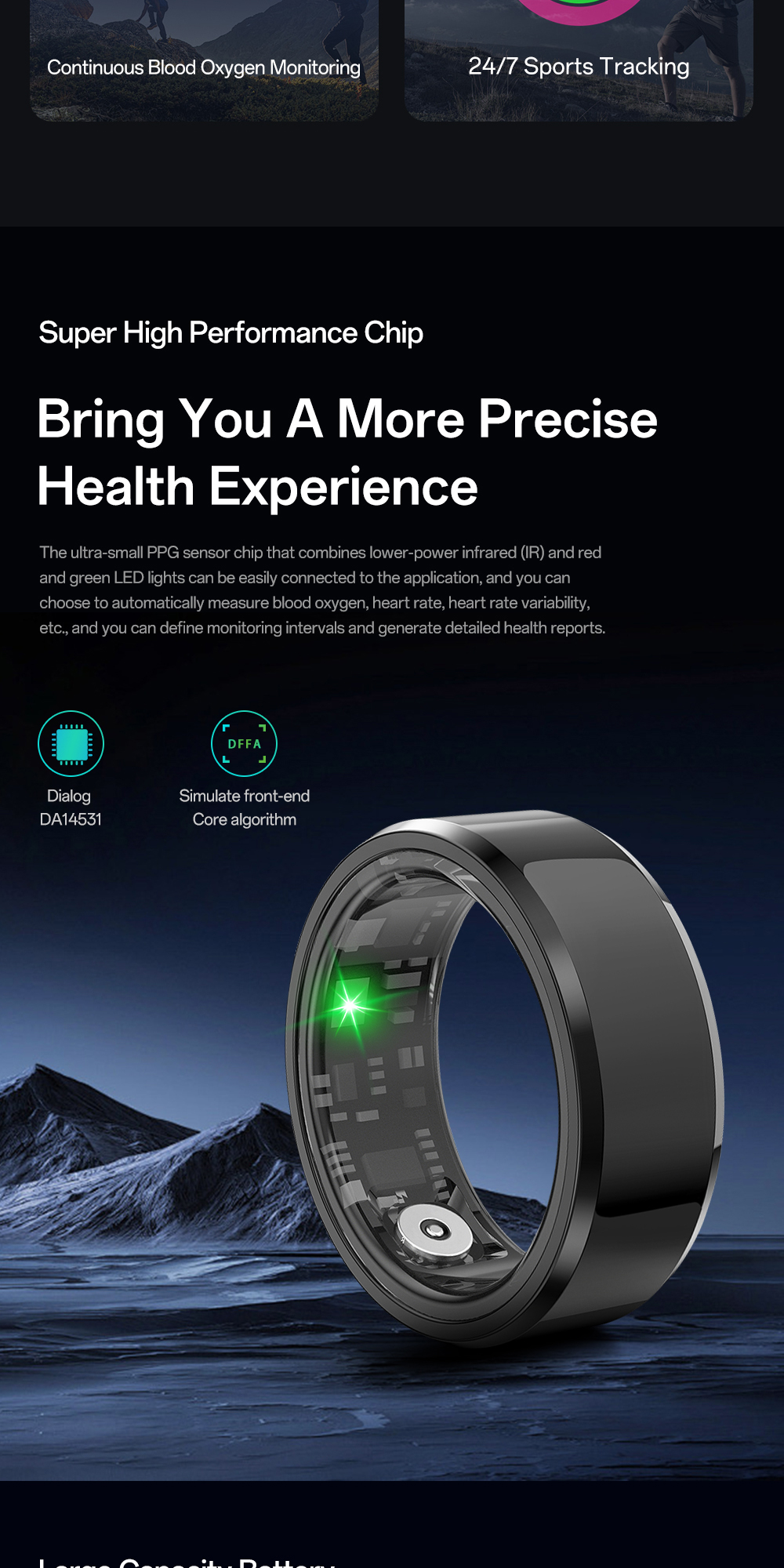 Jual Aolon Ring Gen 3 Smart Ring Health Ring Heart Rate Blood Oxygen ...