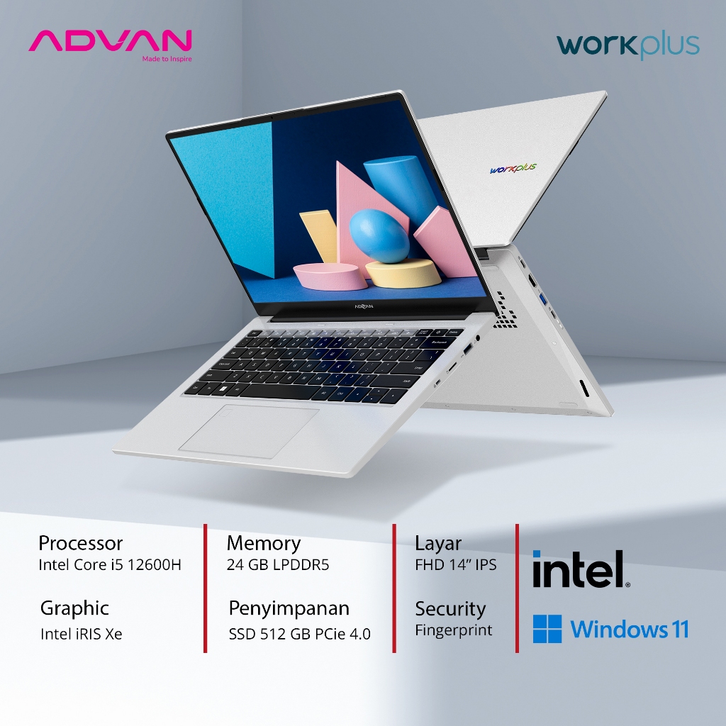 Jual ADVAN Laptop Workplus | Intel i5 12600H | Intel iRIS Xe | 14'' FHD IPS | 24GB/512GB ...