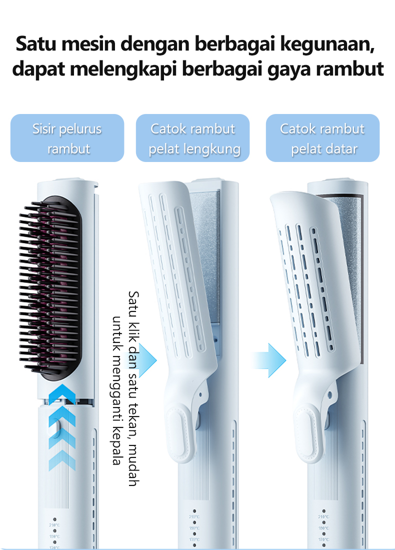 Jual CkeyiN Pelurus Rambut 3 In 1 Pengeriting Rambut Sisir Rambut Lurus ...