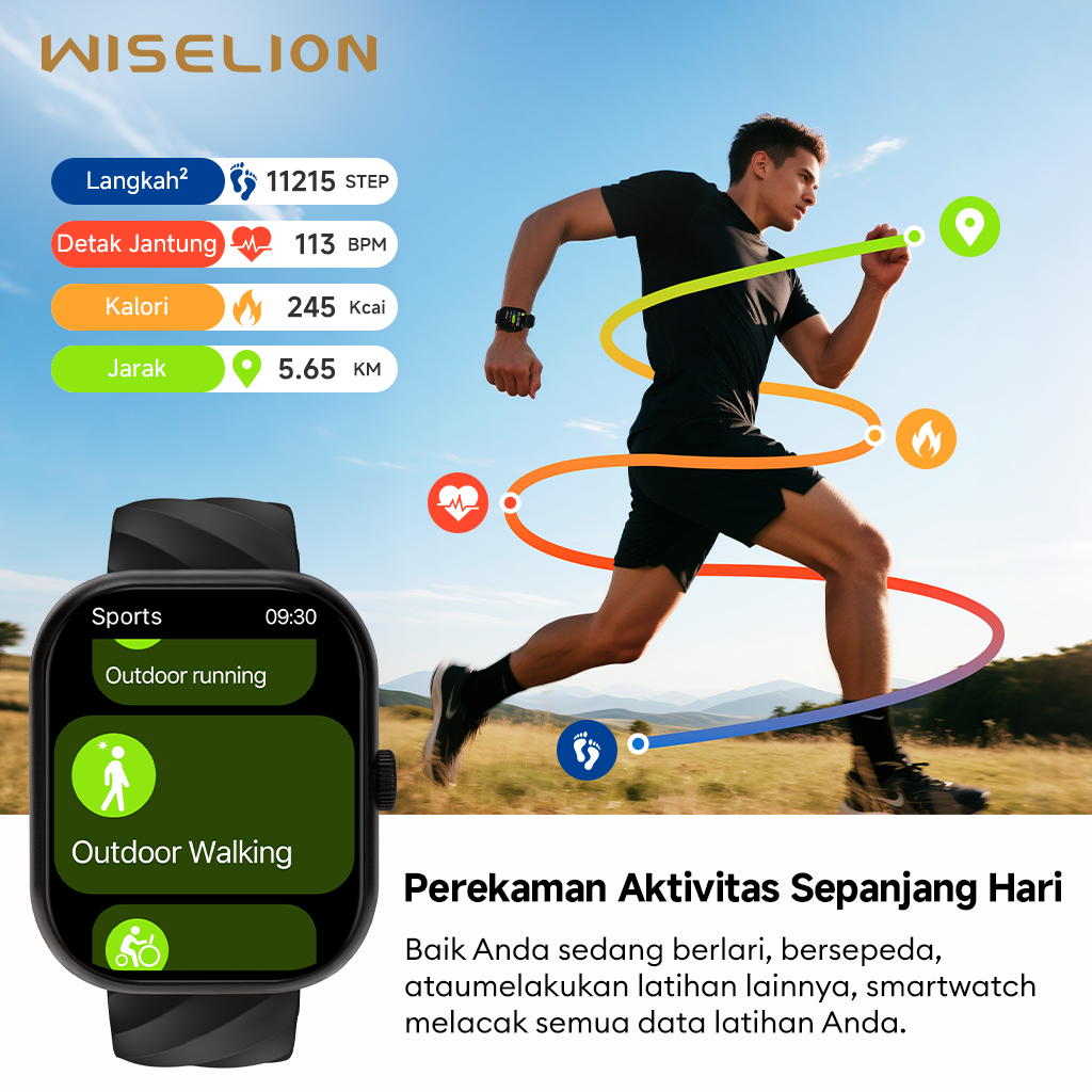 Jual WISELION W88 Smartwatch | Full Touch | Bluetooth | Sport&Health ...