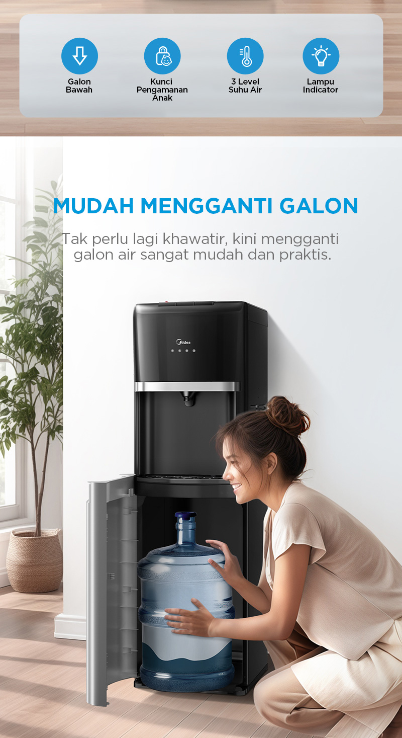 Jual MIDEA Dispenser Air Galon Bawah - Child safety lock for hot water ...