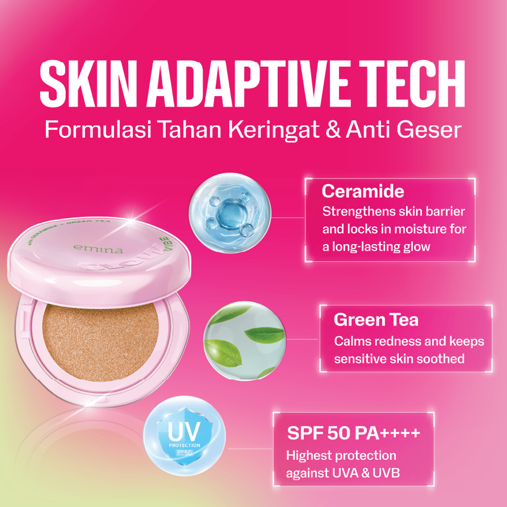 Jual NEW! Emina Glow & Matte 3in1 Skincare Cushion SPF 50 PA++++ 13 G ...