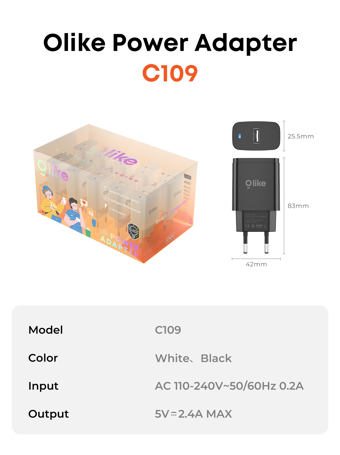 Jual Olike Charger 2,4A Smart Protection light weight Power Adaptor ...