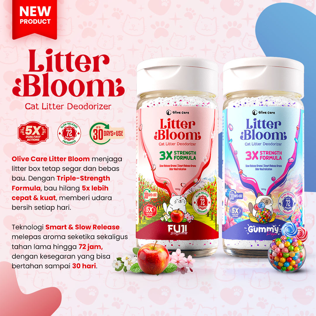 Jual Olive Care LITTER BLOOM Penghilang Bau Pipis Pup Litter Box Kucing 160g Cat Litter ...
