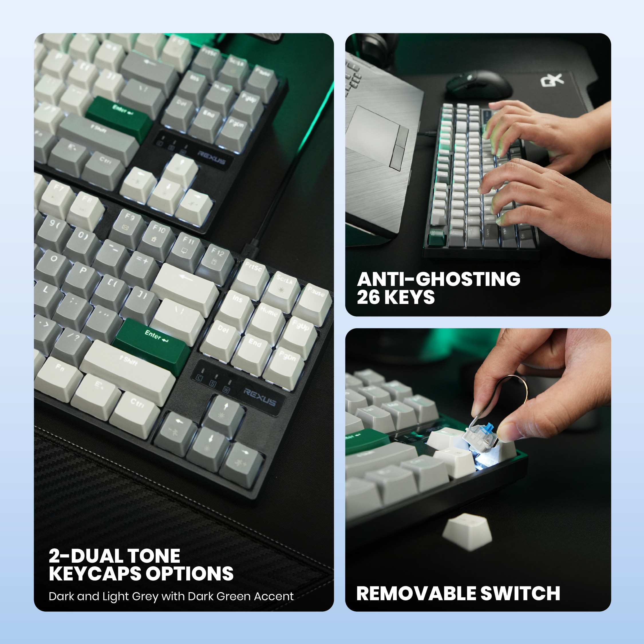 Jual Rexus Heroic KX4 Keyboard Gaming Mechanical TKL Layout - Hotswap ...