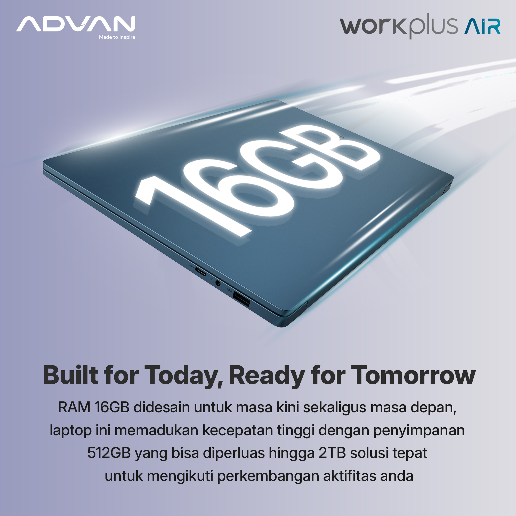 Jual [NEW LAUNCH] ADVAN Laptop Workplus AIR | AMD Ryzen 5 7535HS | 14 inch OLED Full HD+ ...