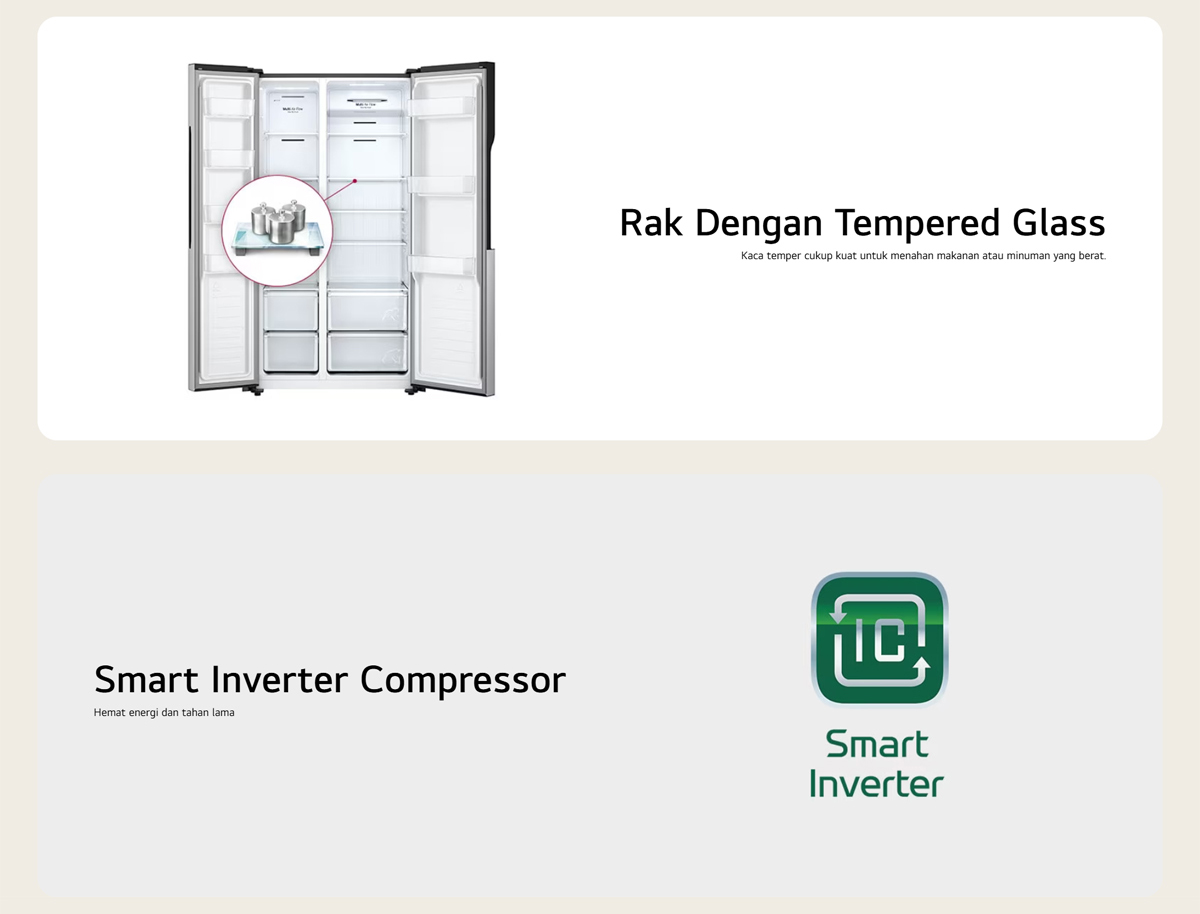 Jual LG Kulkas Side by Side 566L / 509L - Multi Air Flow - LED Lighting - Smart Inverter ...