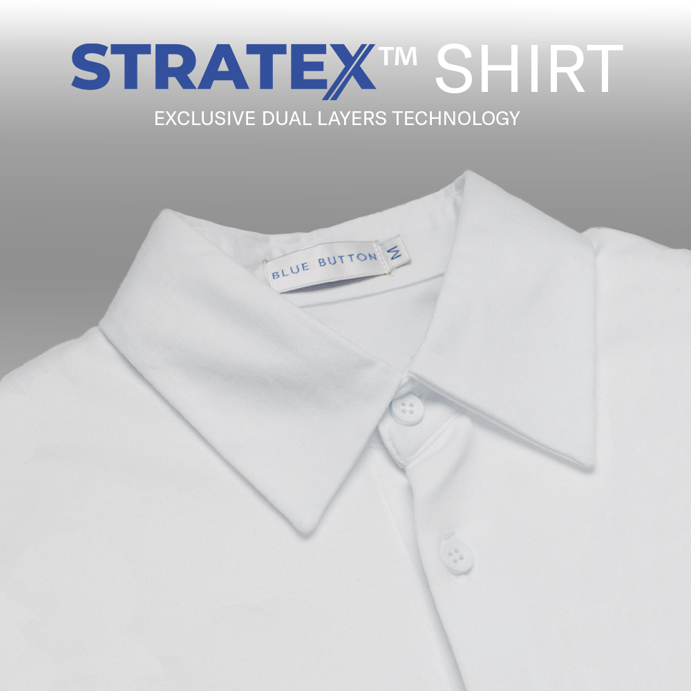 Jual BLUEBUTTON STRATEX™ Kemeja Pria Premium Body Contouring Dual-Layer Kemeja Anti Kusut Off ...