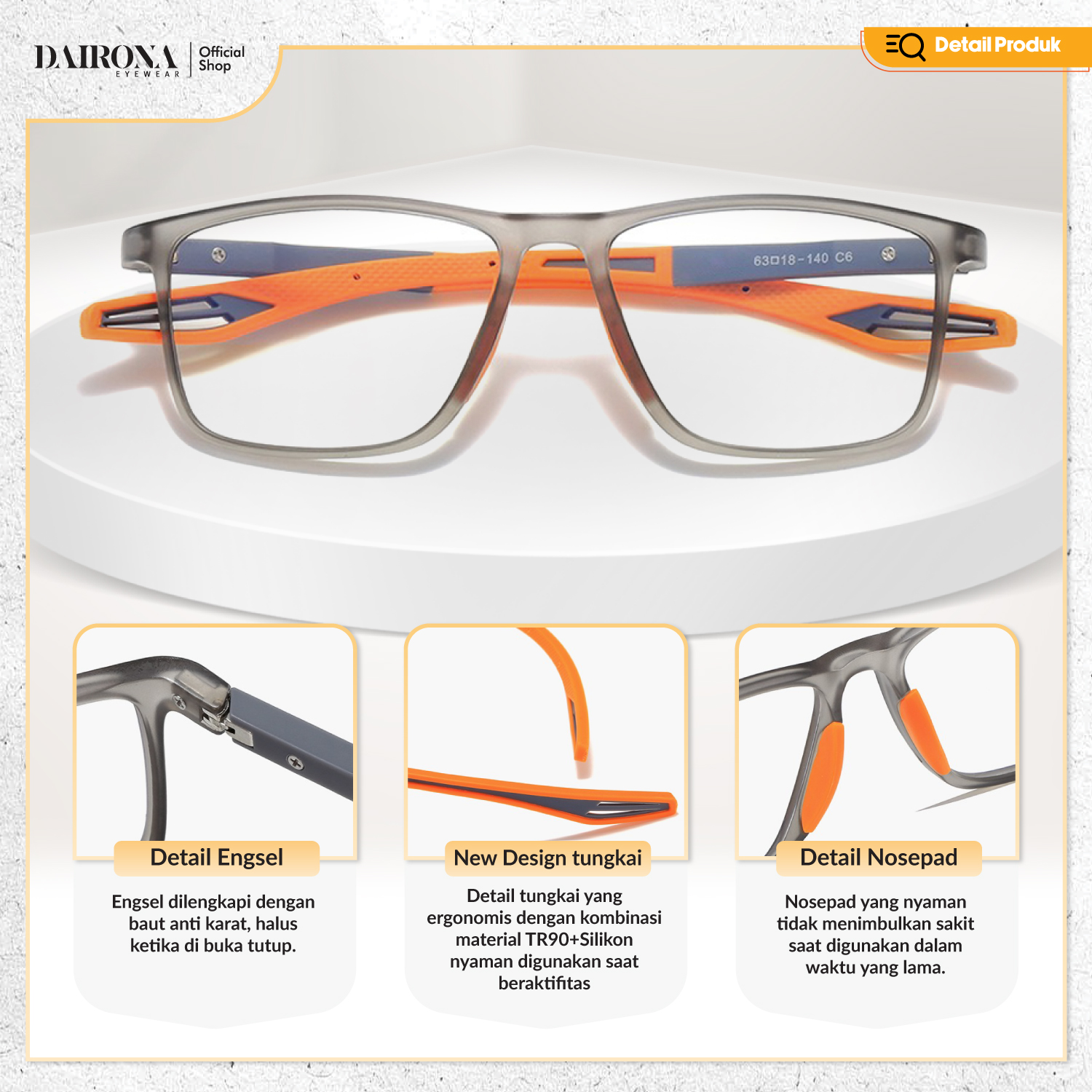 Jual Dairona Eyewear Frame Kacamata Baca Dan Jalan Lensa Plus Progresif Auto Fokus Anti Blueray ...