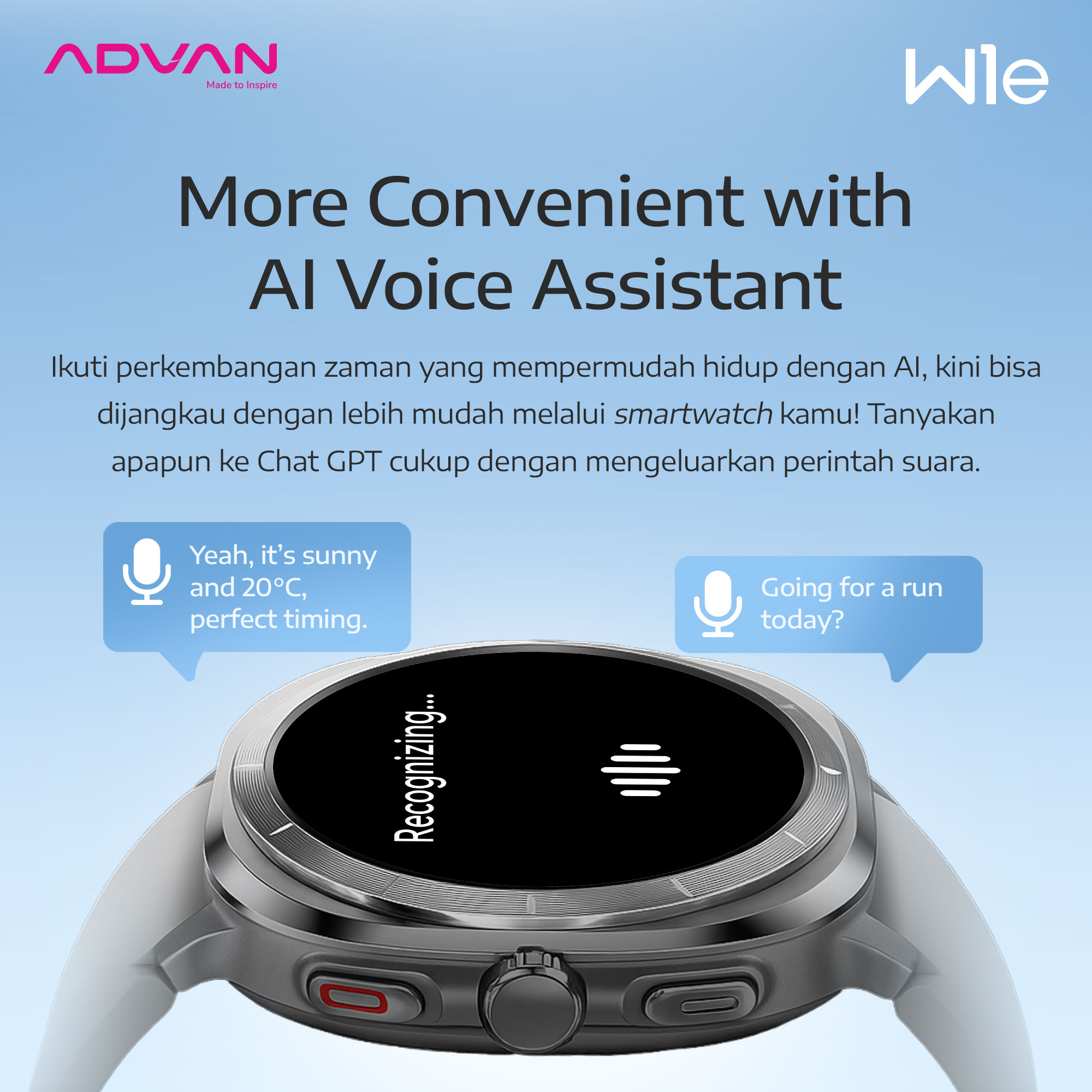 Jual ADVAN Smartwatch W1e | AMOLED Display 1.32 Inch | 30 Days Standby ...
