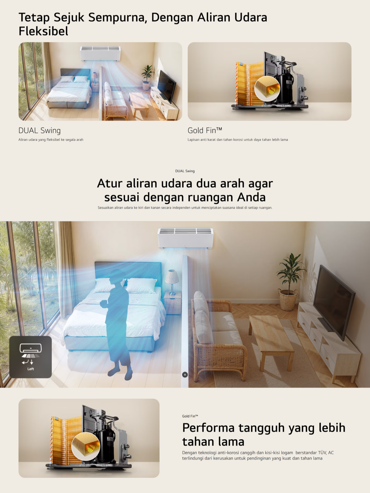 Jual LG Air Conditioner 1/2 PK New Terminator - Gold Fin - Auto ...