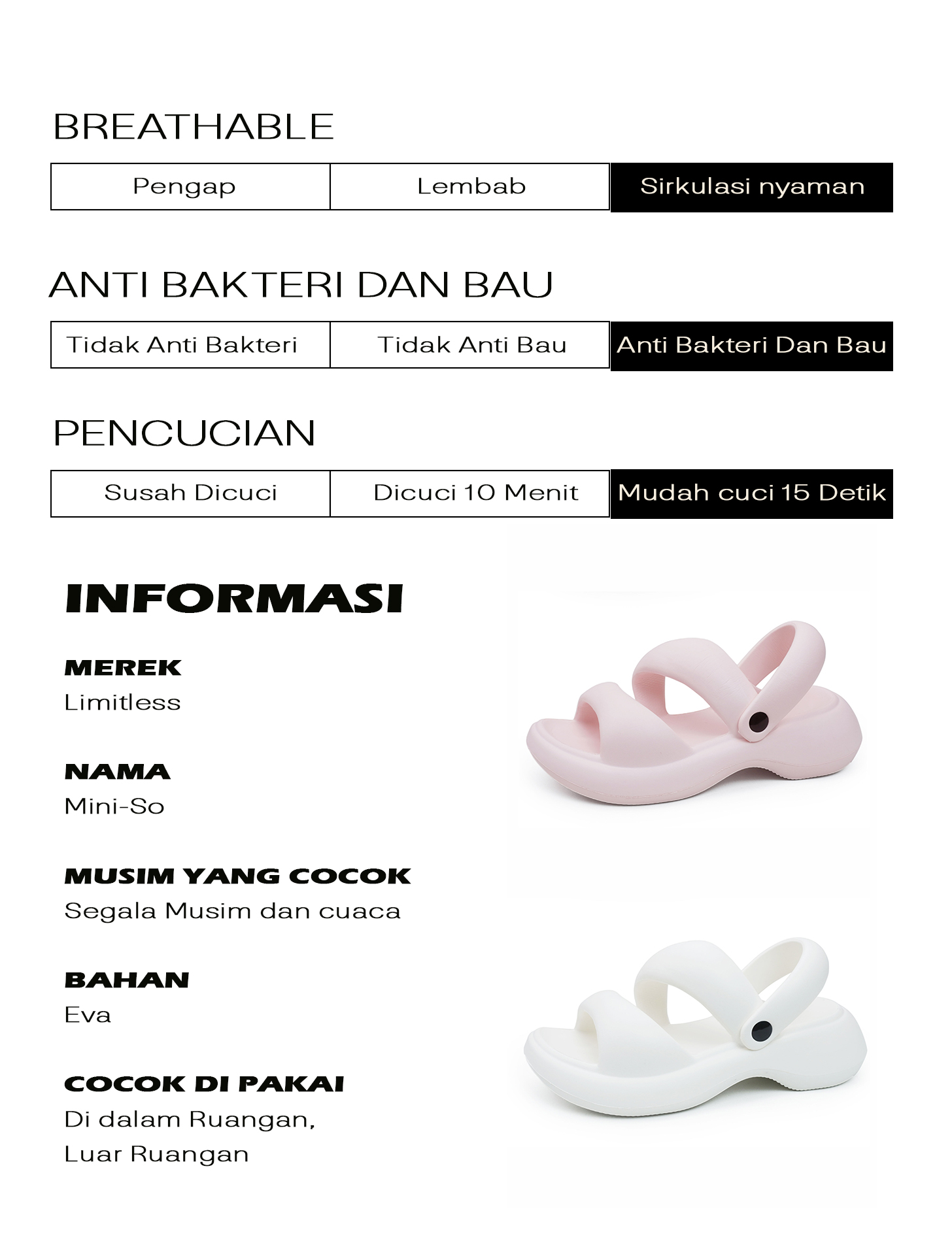 Jual LIMITLESS Sepatu Sandal Cewek Slip On MINI-SO Terbaru 2026 Sendal ...