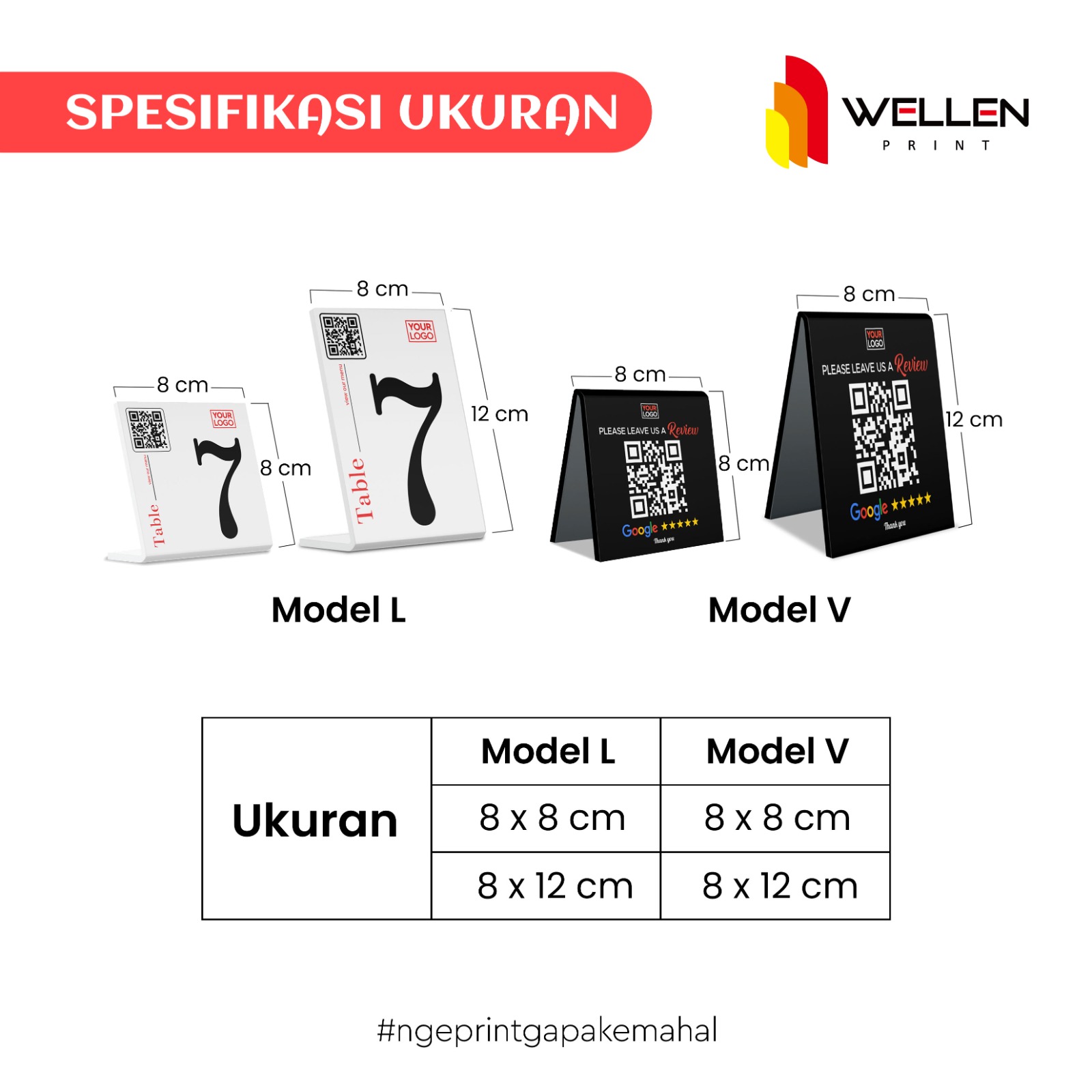 Jual WELLEN PRINT – Cetak Sign Table Acrylic Custom / Print UV Nomor ...