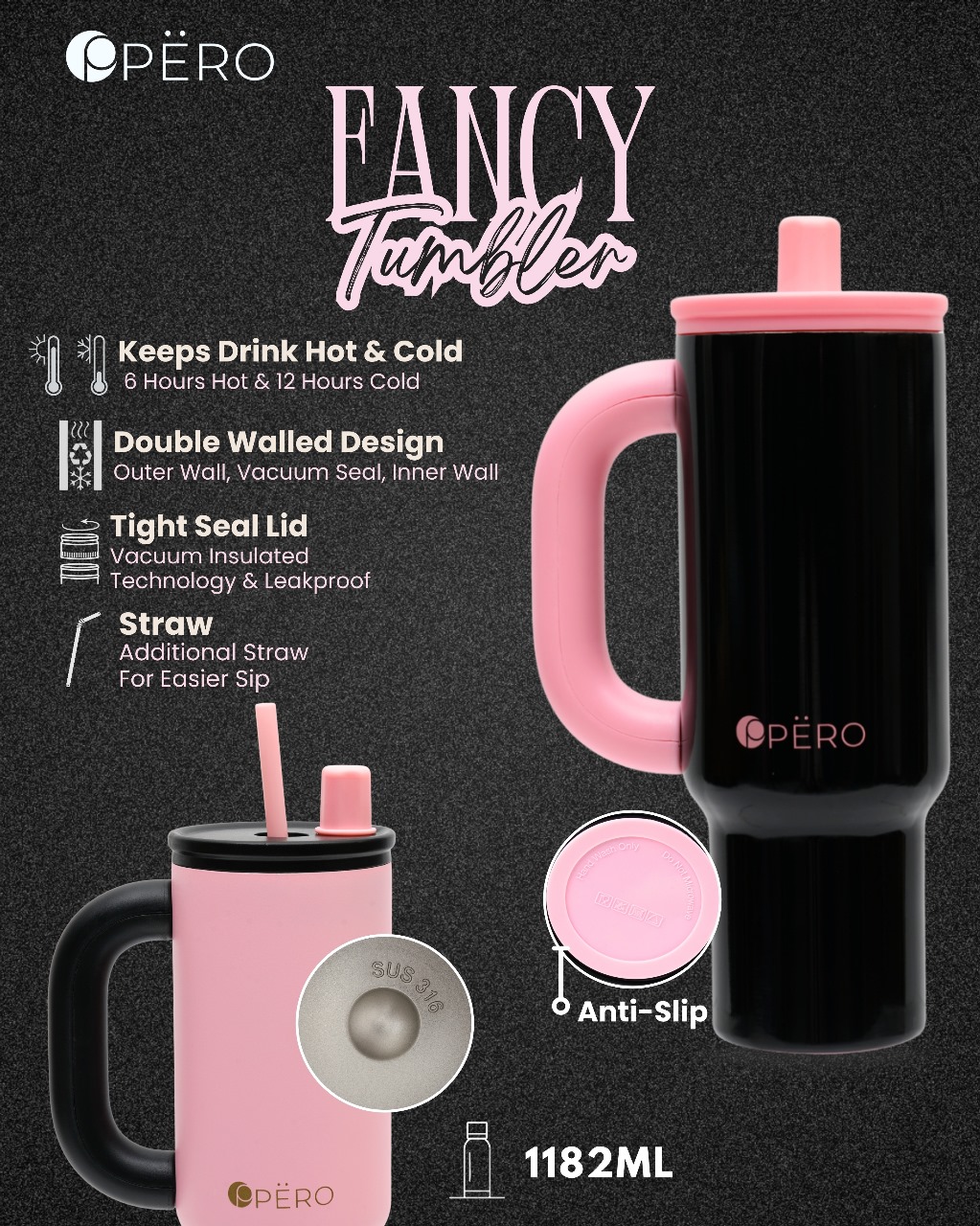 Jual [Promo Best Deal] Pero Fancy Tumbler Permos 1182ML with Handle ...