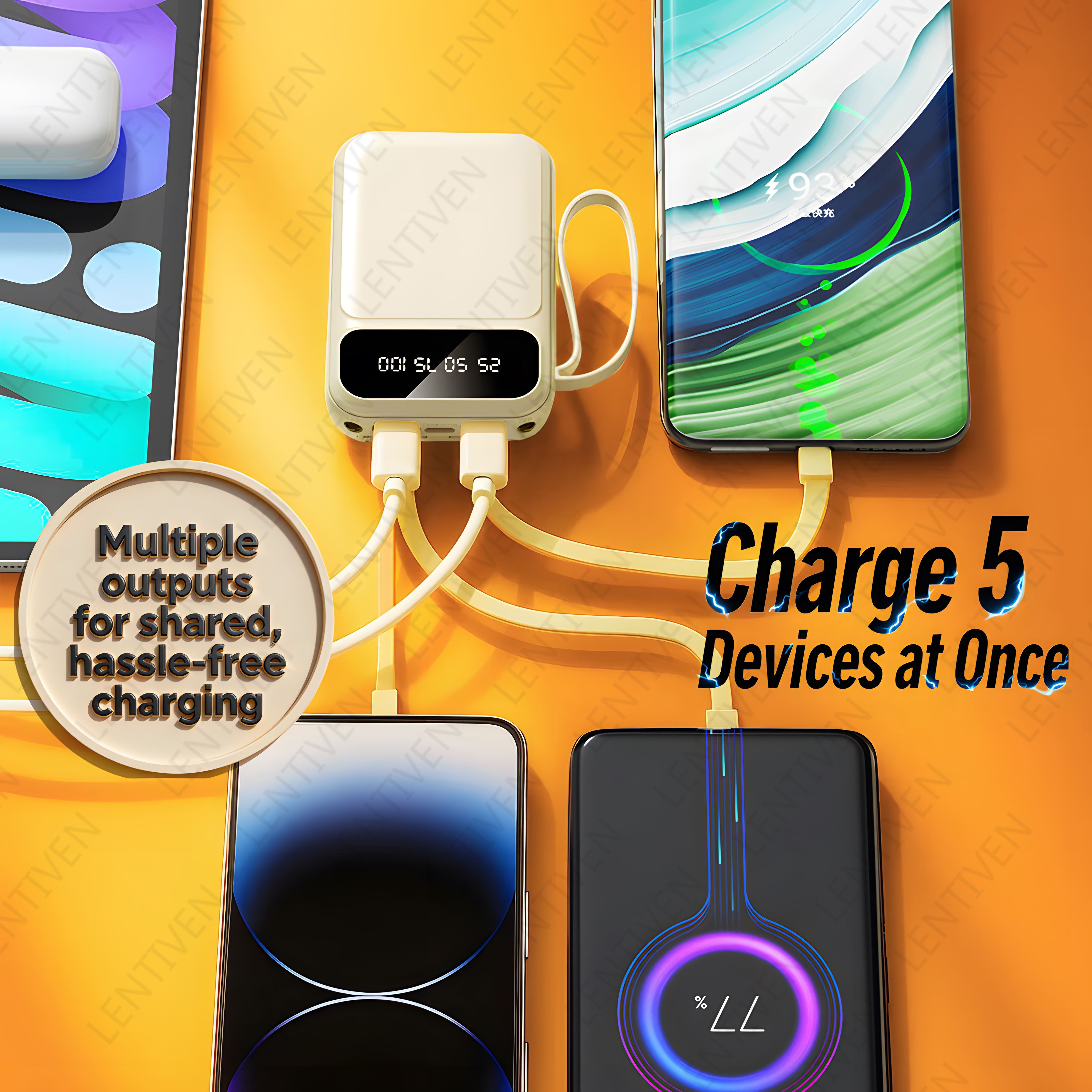 Jual HZSUM LENTIVEN PowerBank 20000mAh Mini With 4 kabel Fast Charging ...