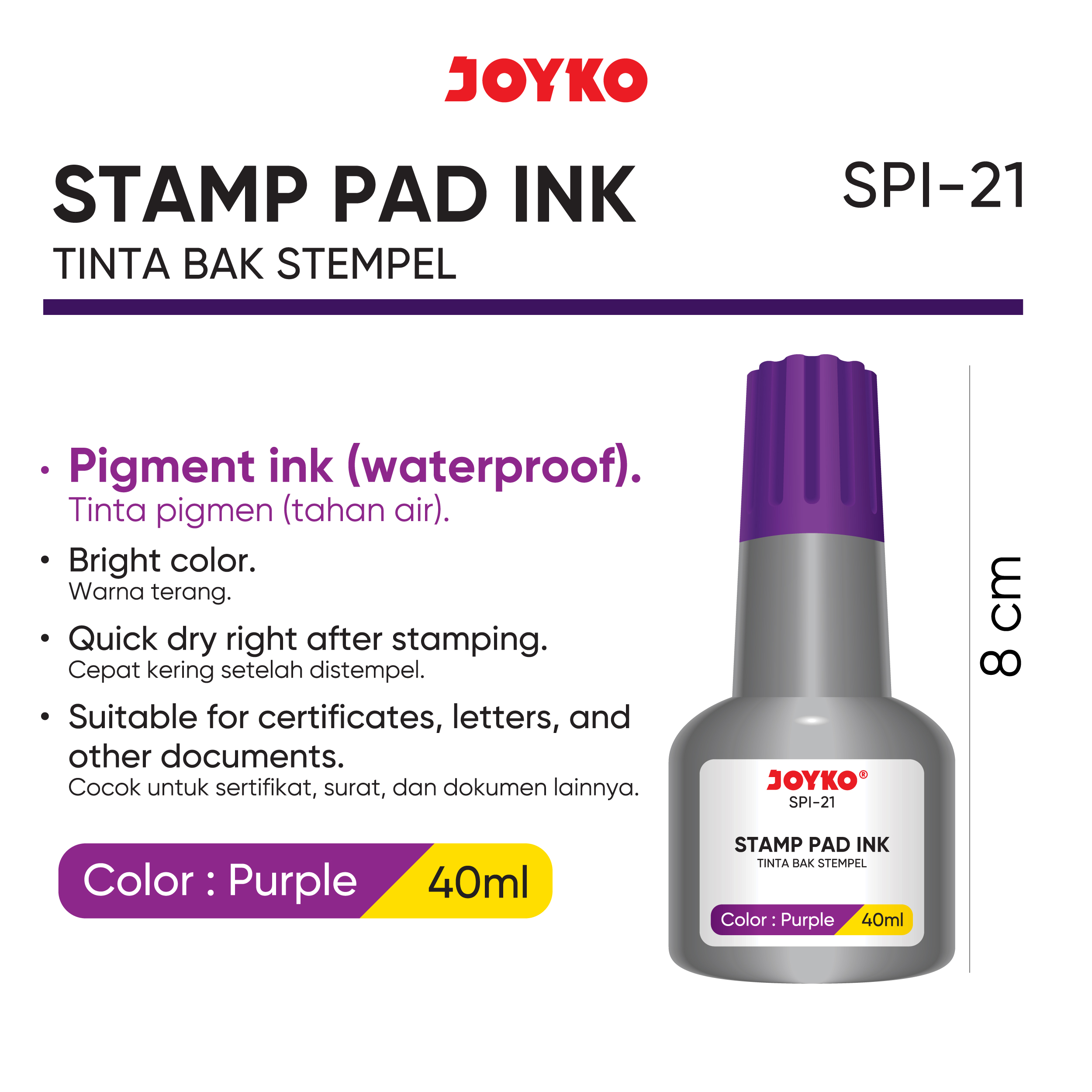 Jual JOYKO Stamp Pad Ink Tinta Bak Stempel Refill Tinta Stempel ...