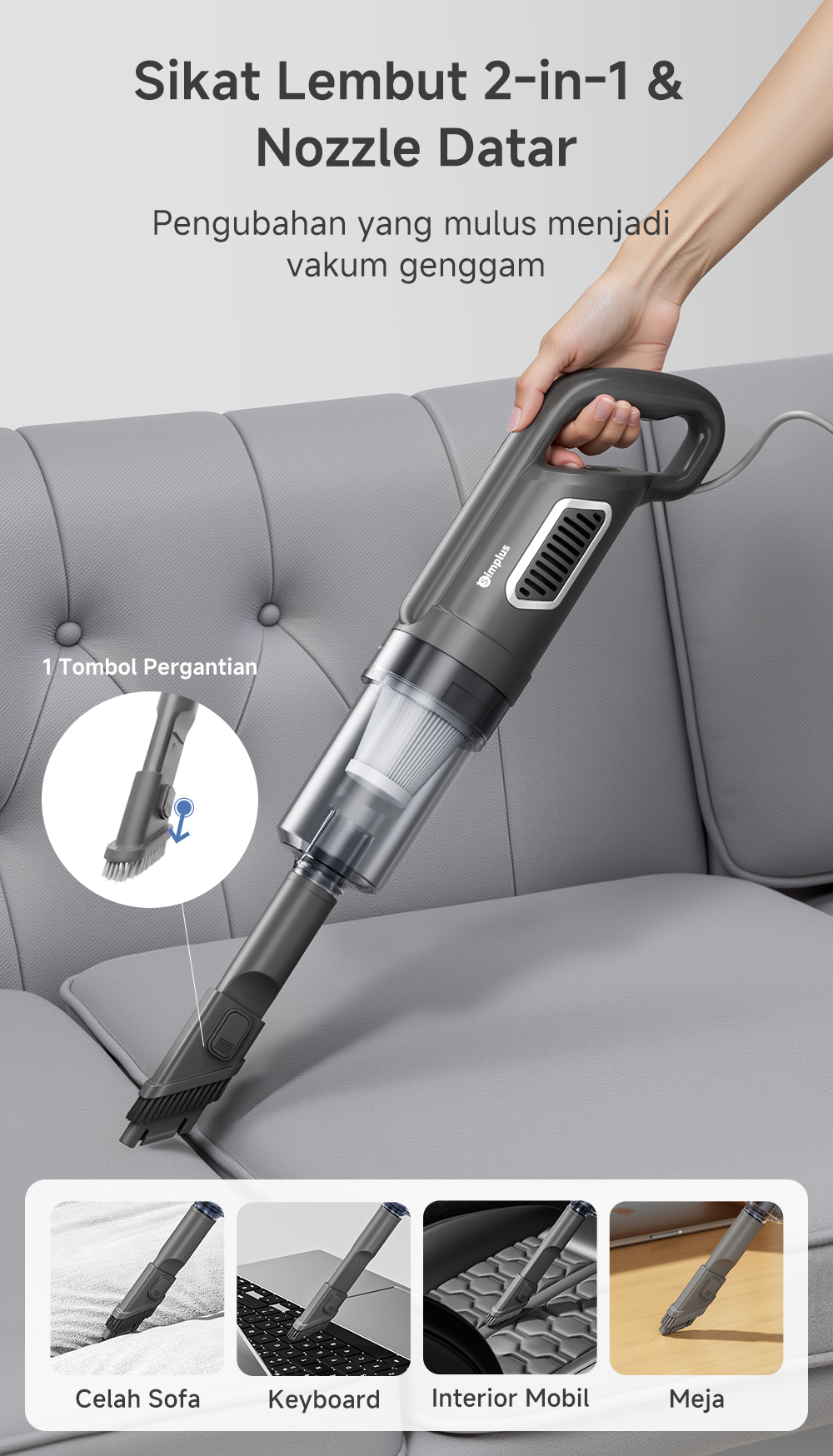 Jual Simplus Vacuum Cleaner Daya Hisap Besar 18000Pa 2-in-1 Genggam ...