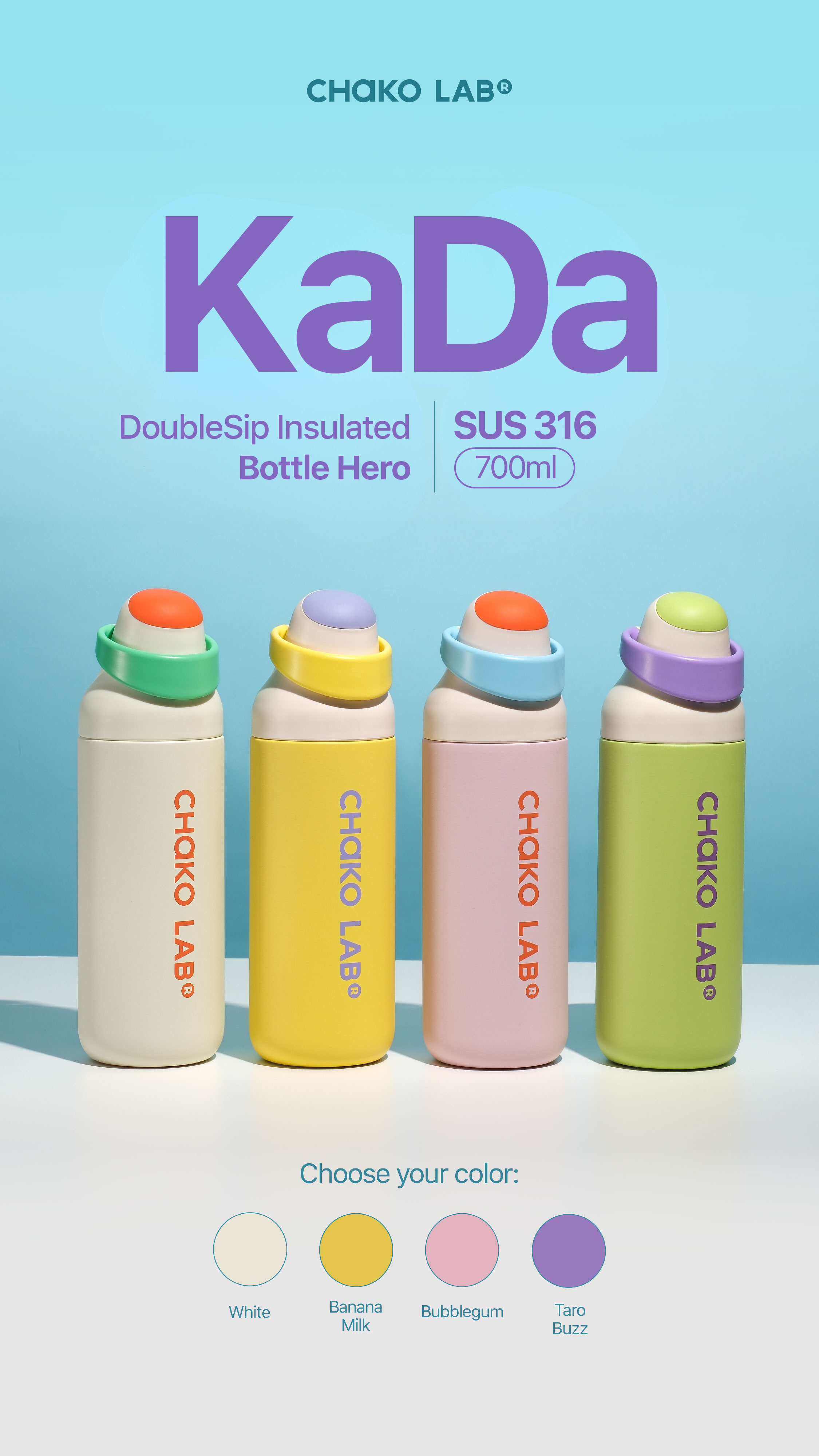 Jual [Best Seller] CHAKO LAB KaDa DoubleSip Insulated Bottle Hero ...