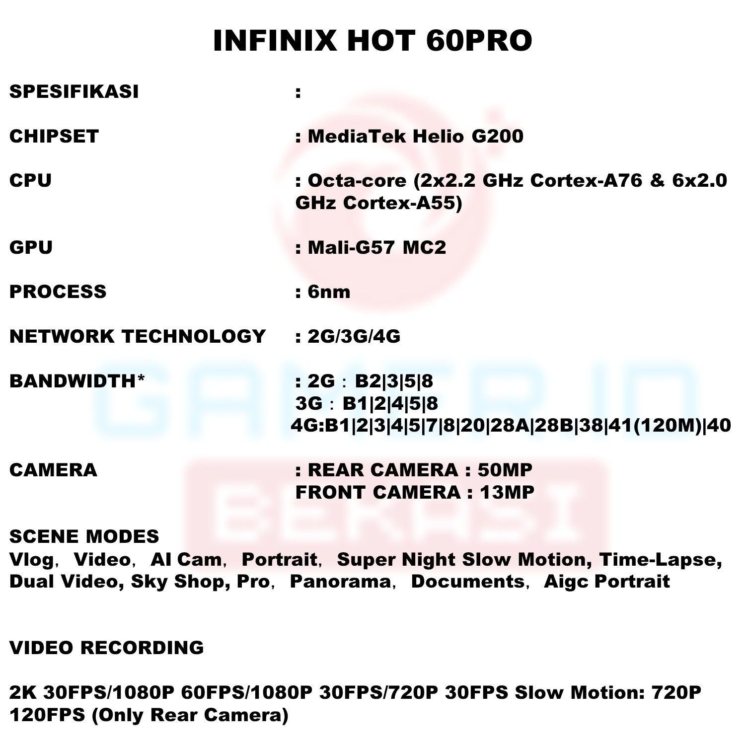 Jual INFINIX HOT 60 Pro 8GB/256GB - Helio G200 - 1.5K 144Hz AMOLED GARANSI RESMI INDONESIA ...