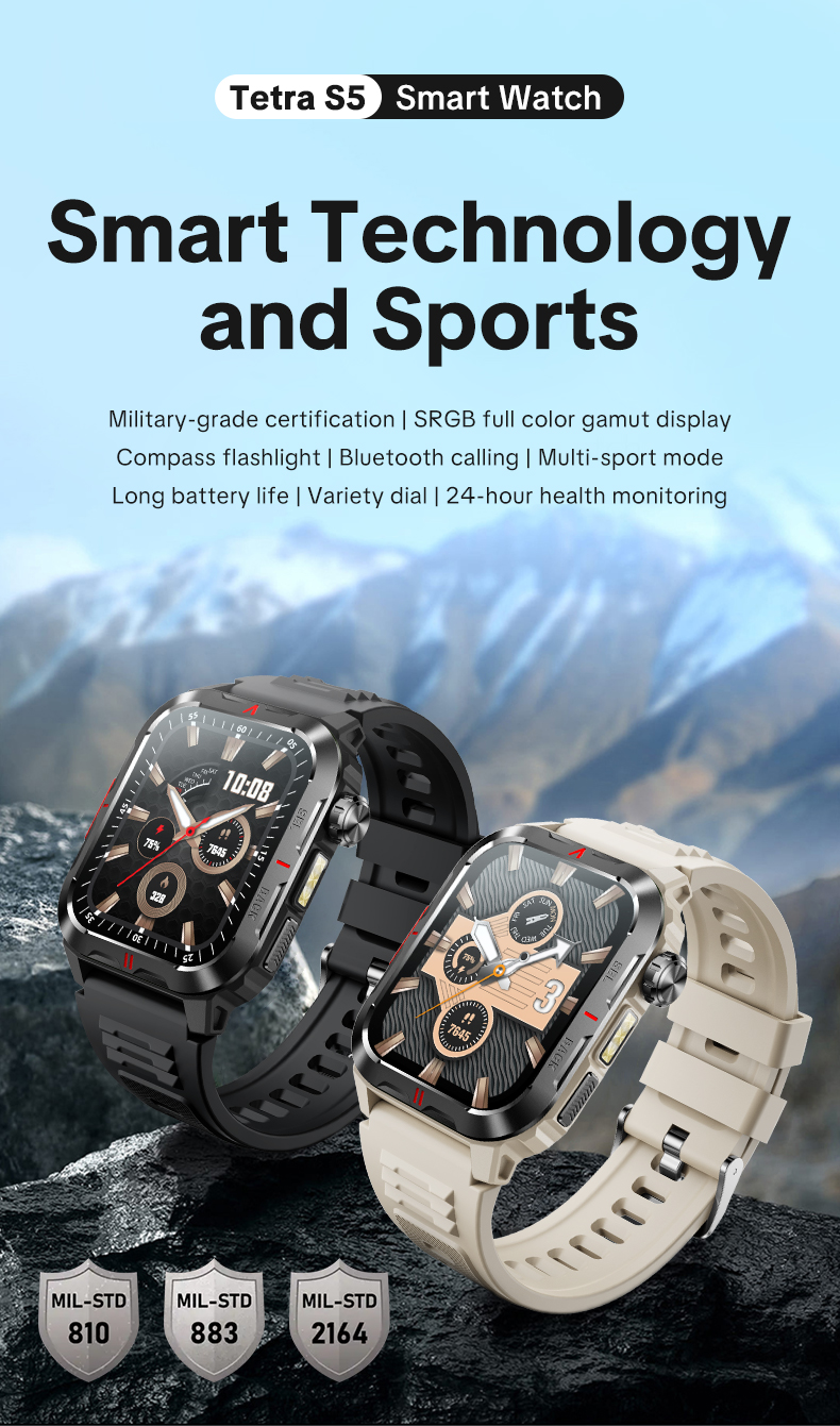 Jual Aolon Tetra S5 Jam Tangan Smartwatch Tahan Air 1ATM Kompas Layar IPS Olahraga Telepon ...