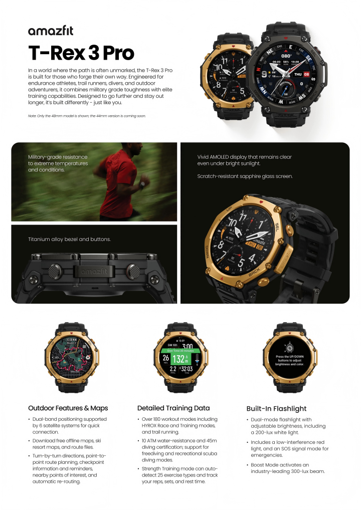 Jual Amazfit T Rex 3 Pro 48mm Smartwatch Outdoor GPS AMOLED Sapphire Glass 25 Days Battery ...