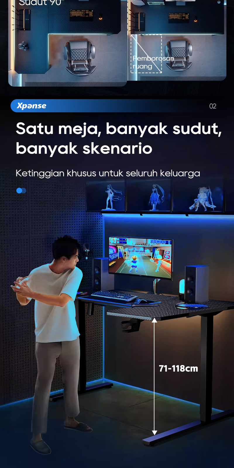 Jual Xpanse L-Shape Electric Desk Meja Kerja Elektrik Meja Kompute Meja ...