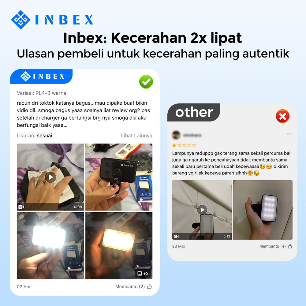 Jual [k] INBEX PL4 Mini Portable LED Light untuk Selfie, Live Streaming, dan Fotografi – Lampu ...