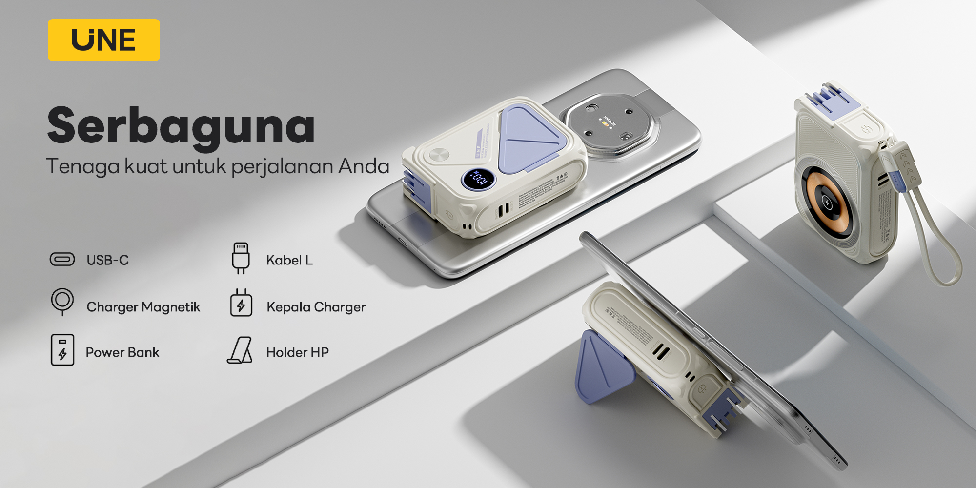 Jual [Garansi 2 tahun] UNE 30000mAh Powerbank Wireless Magnetic Fast ...