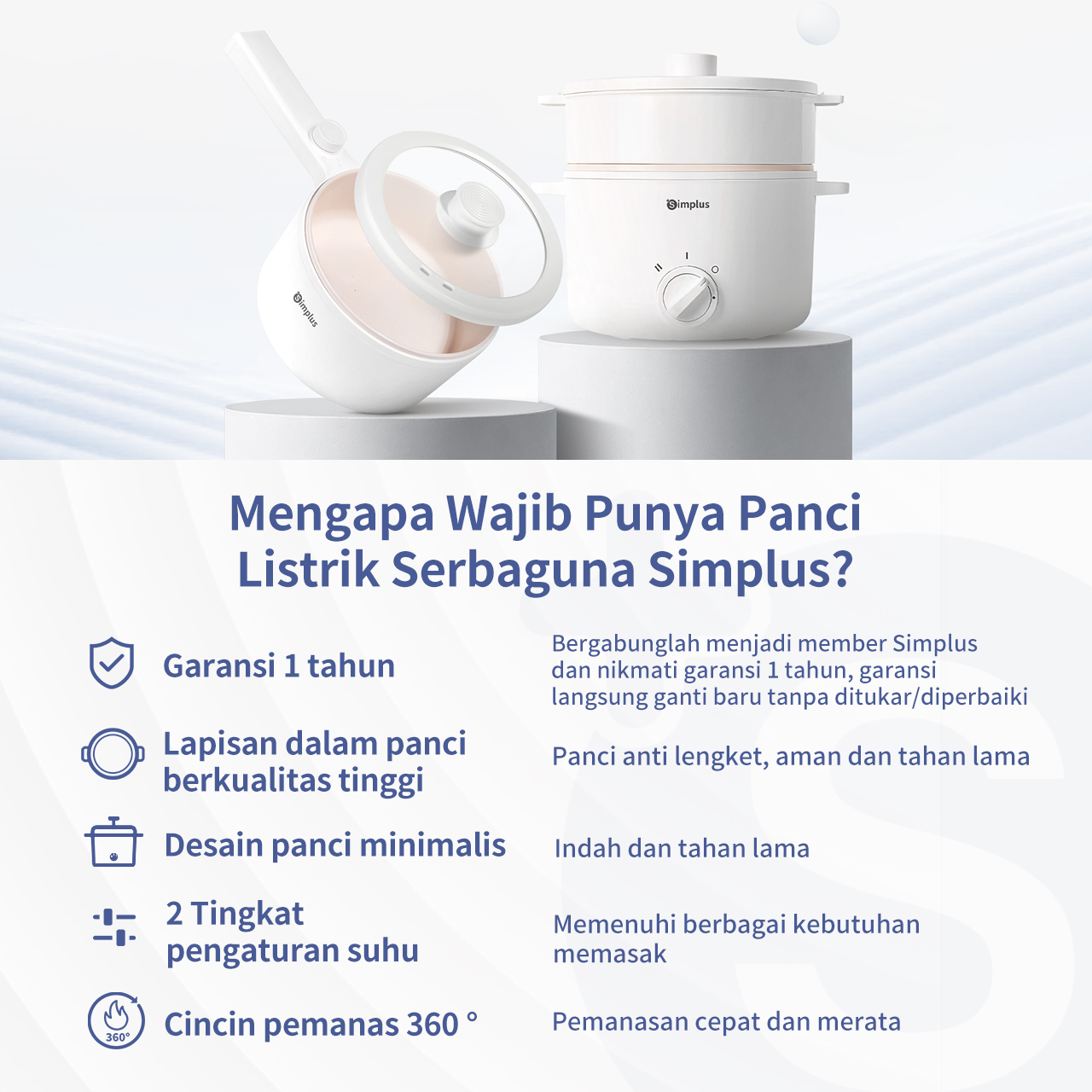 Jual Simplus Panci Listrik Multifungsi 1,5L/3L Rice cooker Kukusan ...
