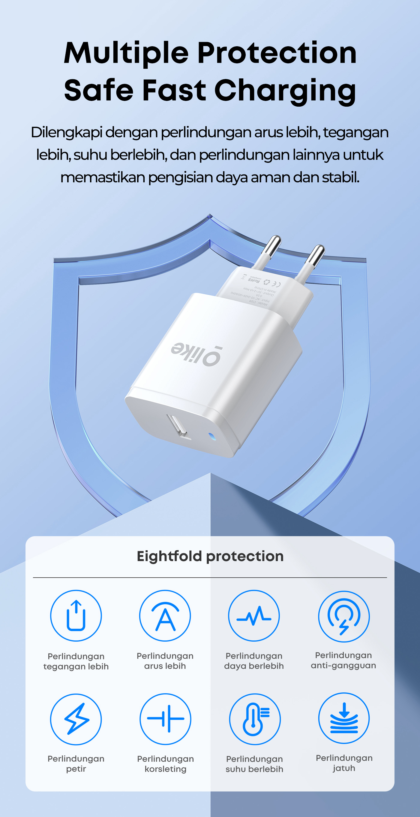 Jual Olike Charger 2,4A Smart Protection light weight Power Adaptor ...