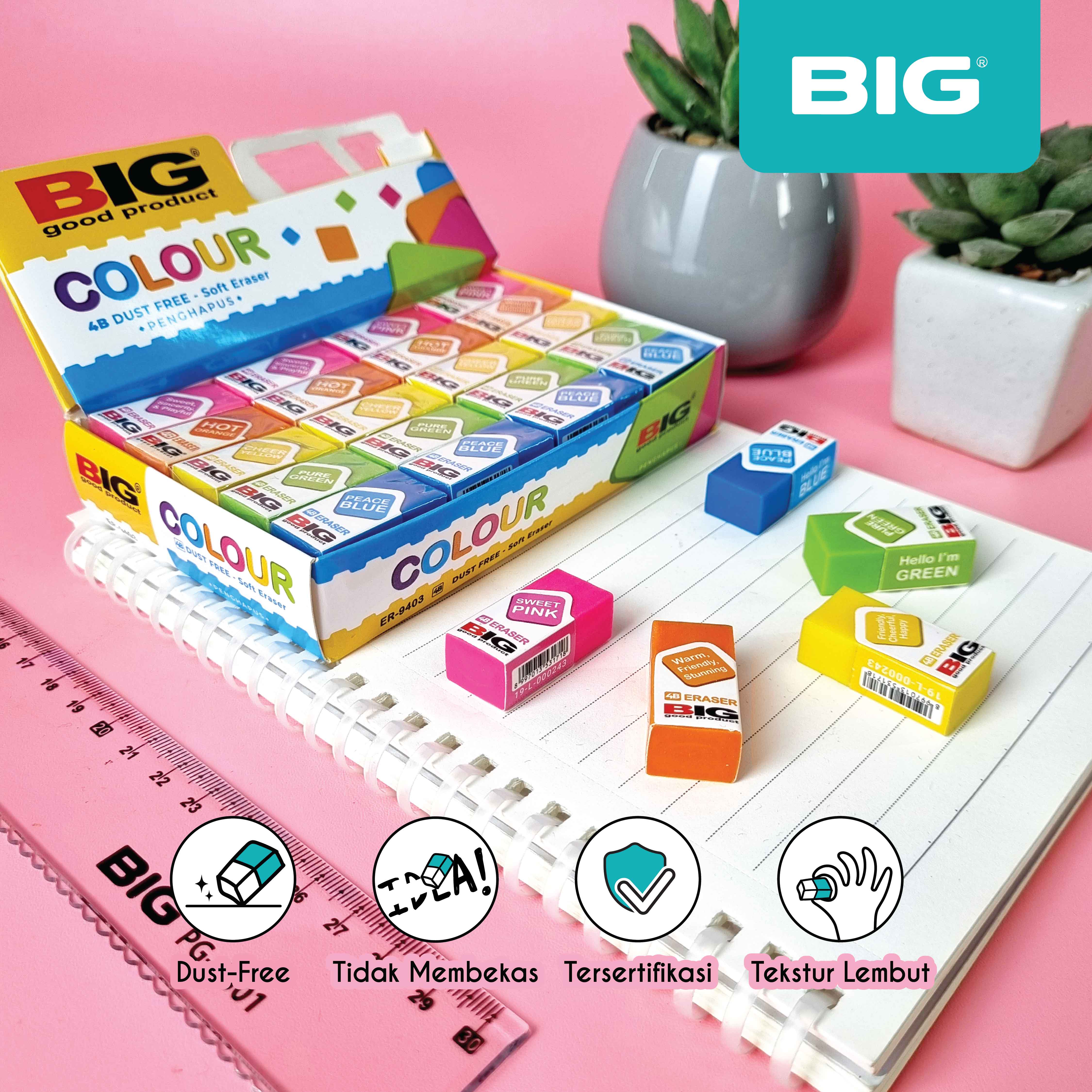 Jual 40 Pcs BIG Penghapus / Eraser Pensil Warna Warni Colour Kecil Dust ...