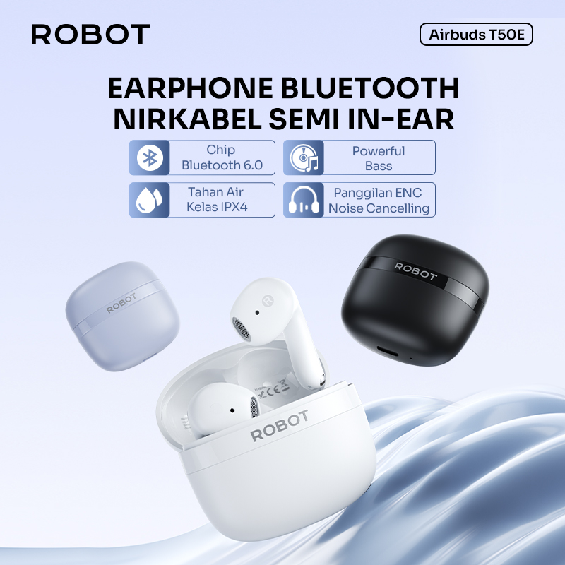 Jual ROBOT TWS Wireless Earphone Airbuds New T50E Original Bluetooth 6. ...