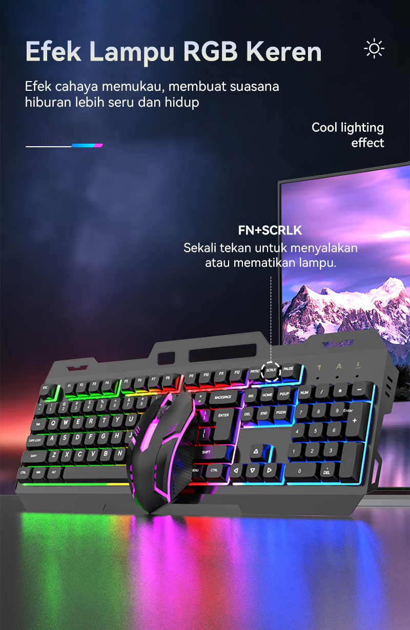 Jual OLYPS Keyboard & Mouse Set Gaming RGB USB Kabel 104 Keys Full Size ...