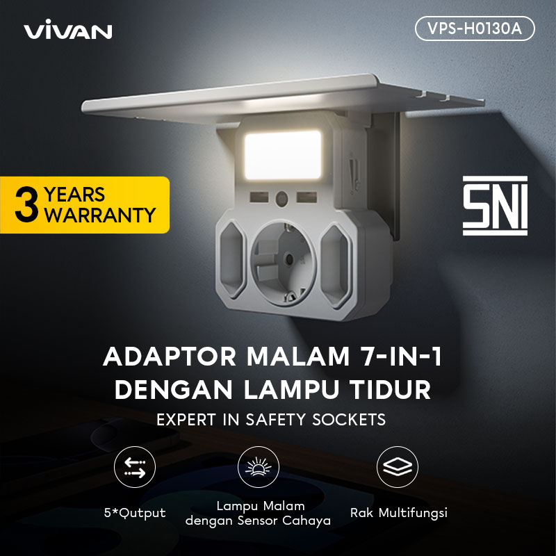 Jual [NEW] VIVAN Safety Socket 7 in 1 Stop Kontak Adaptor Colokan ...