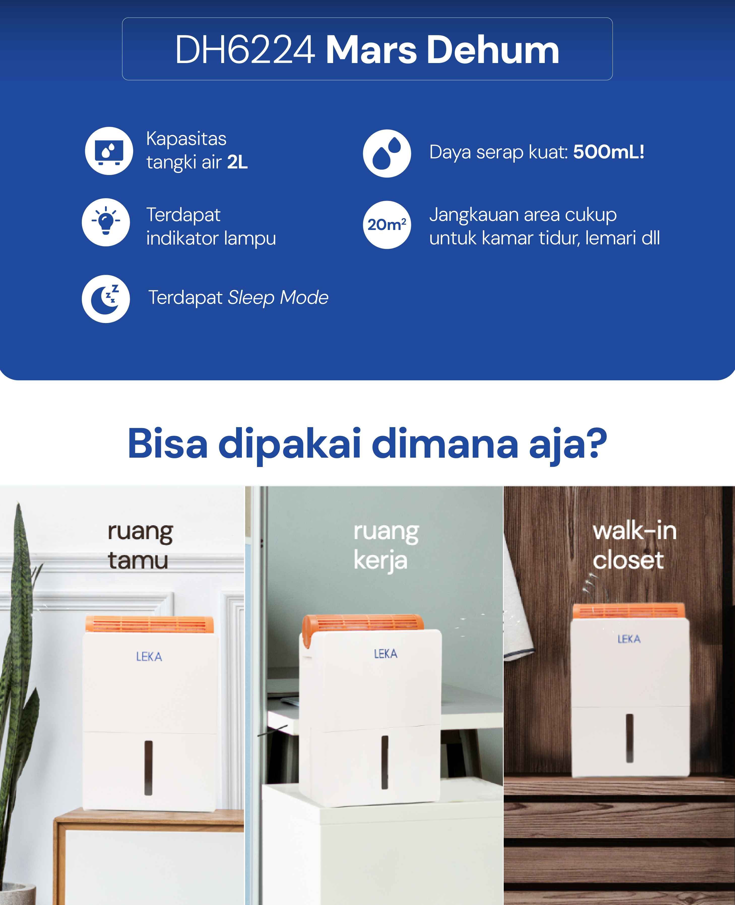 Jual LEKA - DH6224 Mars Dehum + Dehum Portable - Penyerap Kelembaban ...