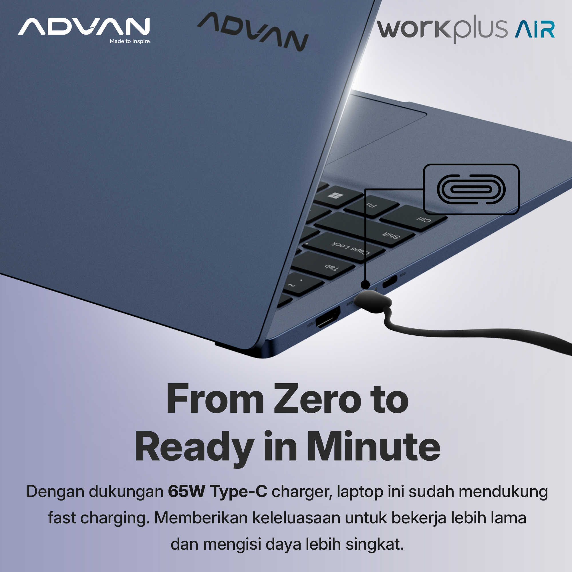 Jual ADVAN Laptop Workplus AIR | AMD Ryzen 5 7535HS | 14 inch OLED Full ...