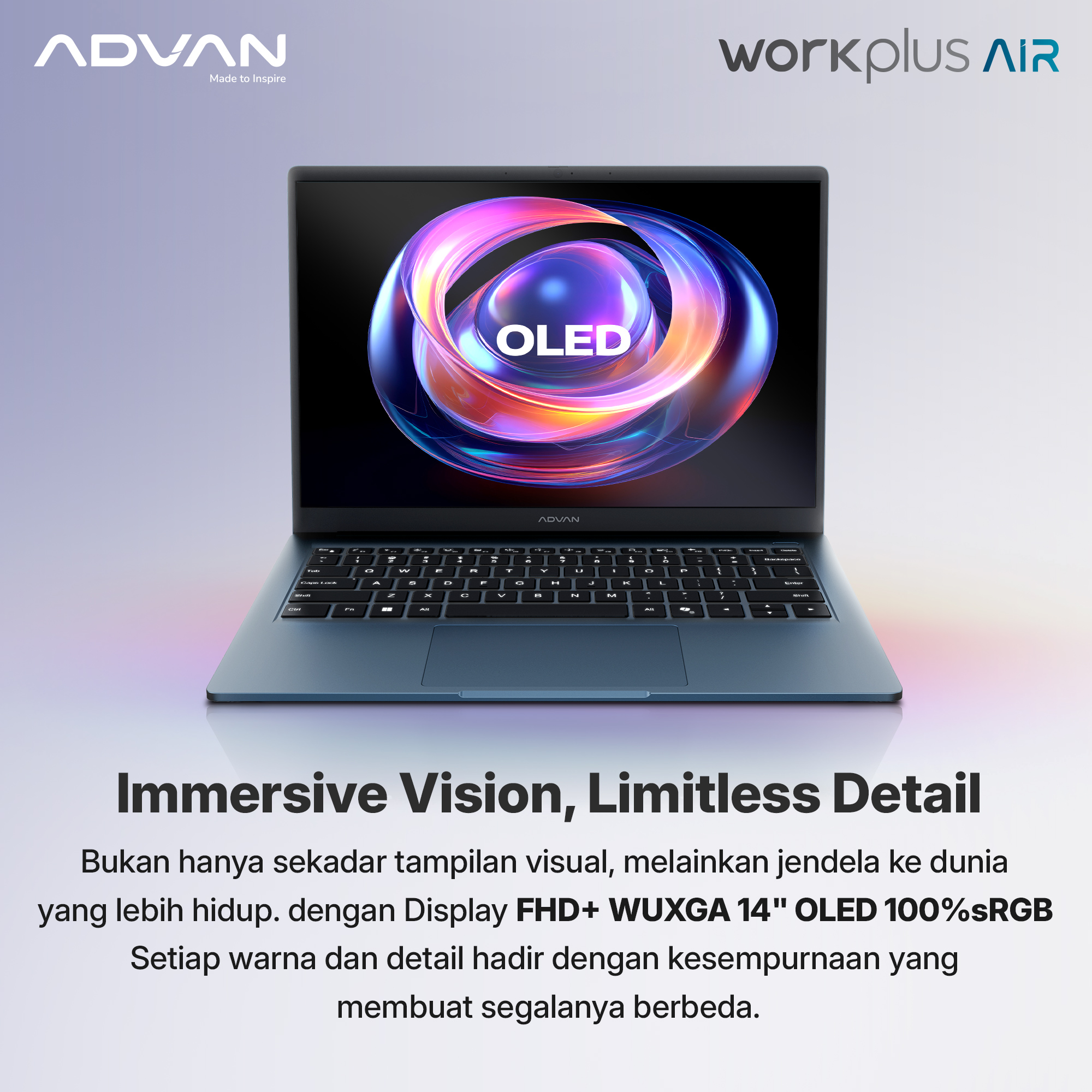Jual [EXCLUSIVE LAUNCH] ADVAN Laptop Workplus AIR | AMD Ryzen 5 7535HS | 14 inch OLED Full HD+ ...