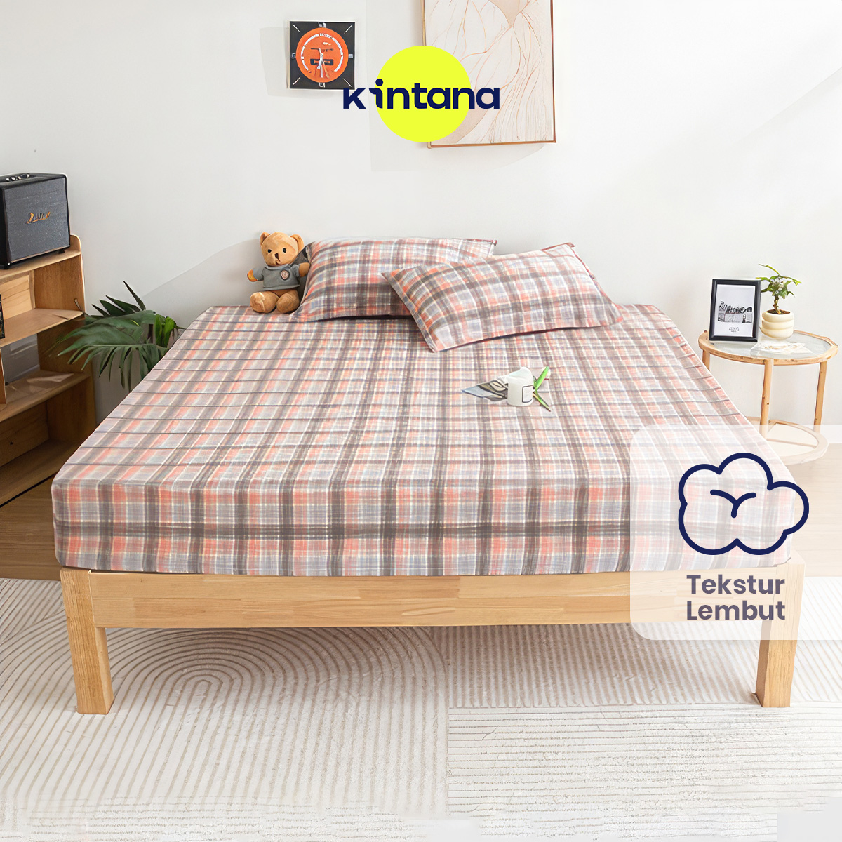 Jual Kintana Set Sprei Motif Kotak Kotak Aesthetic Seprei Set Sarban Sargul Bahan Halus & Lembut ...