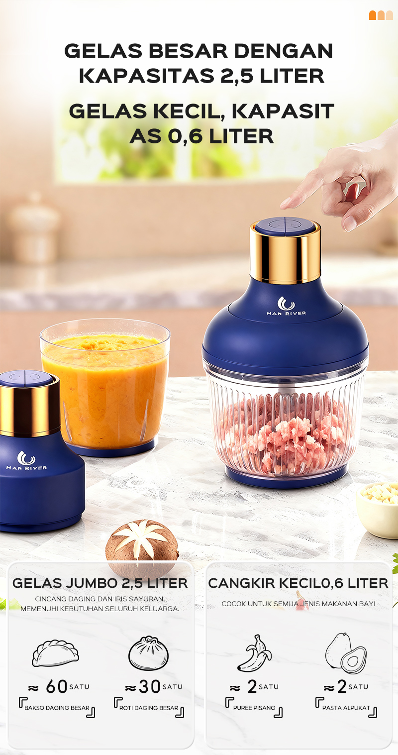 Jual HAN RIVER Blender Chopper Daging dan Bumbu Serbaguna/Multifungsi ...