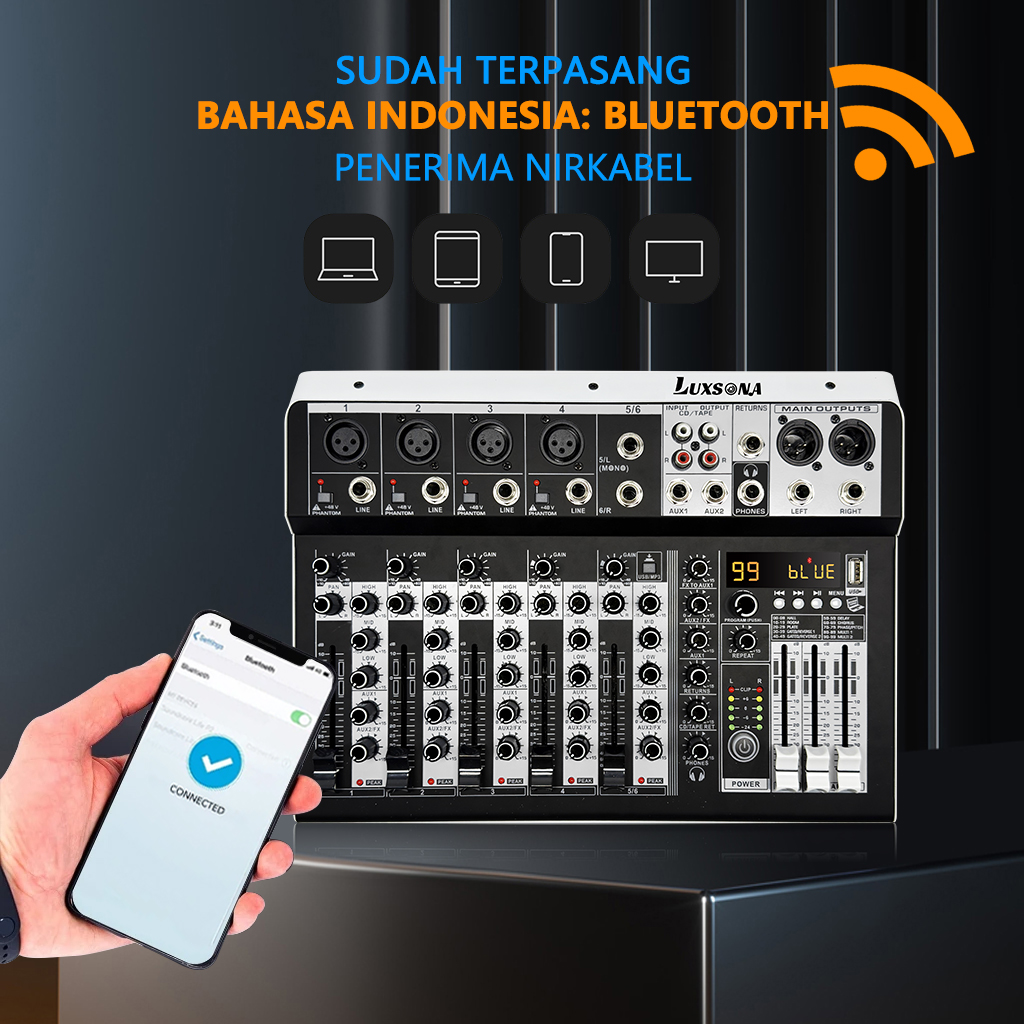 Jual LUXSONA 4/6 channel Mixer audio/99DSP Mixer suara /Misker audio ...