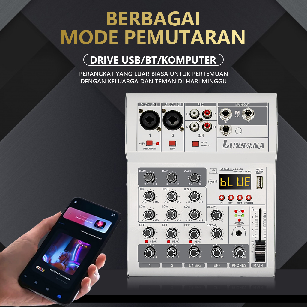 Jual LUXSONA Mixer 4 Channel Audio Mixer Mini Soundcard USB Bluetooth ...