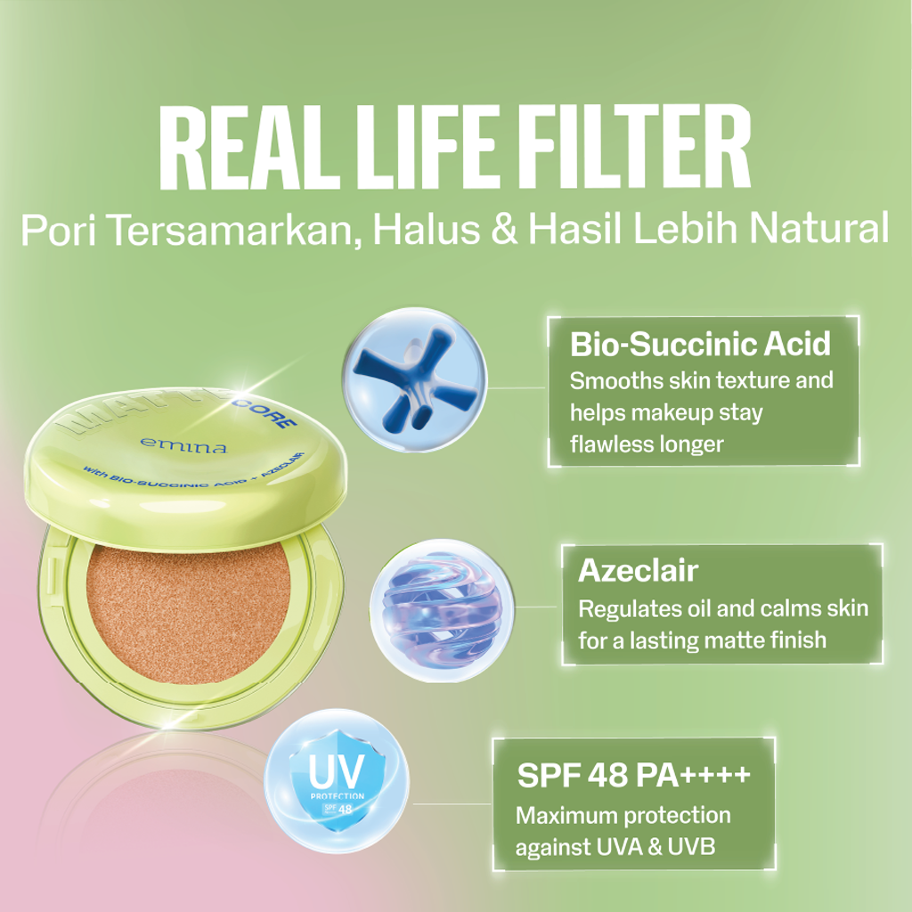 Jual NEW! Emina Glow & Matte 3in1 Skincare Cushion SPF 50 PA++++ 13 G ...