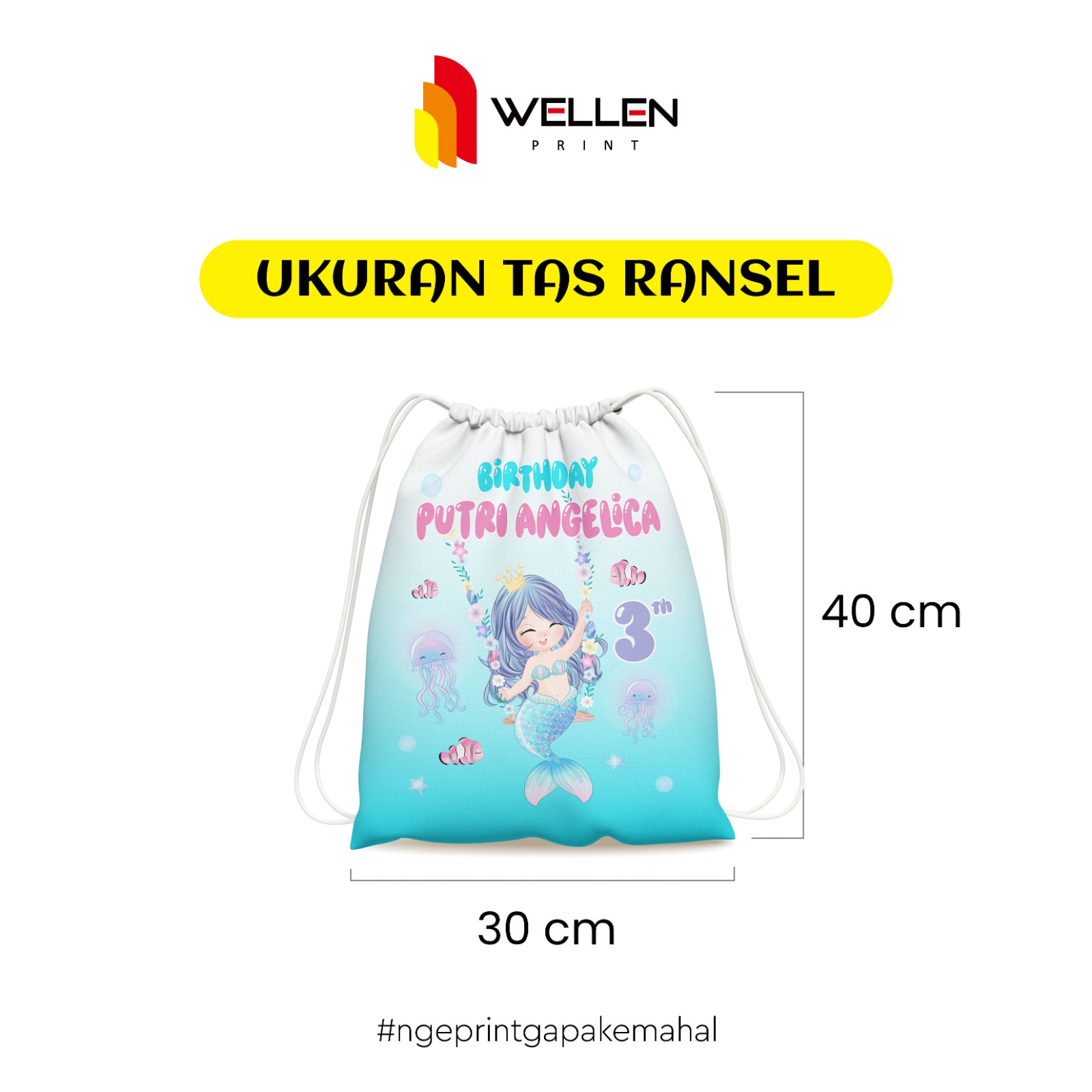 Jual WELLEN PRINT – Cetak Tas Ransel Serut Custom / Drawstring Bag Full Print Multifungsi Ide ...