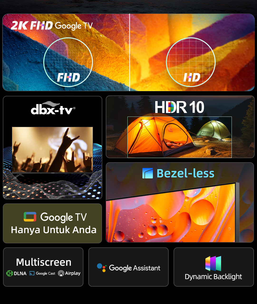 Jual Changhong TV 50 inch FHD Google Smart Digital TV Dolby Audio DBX ...