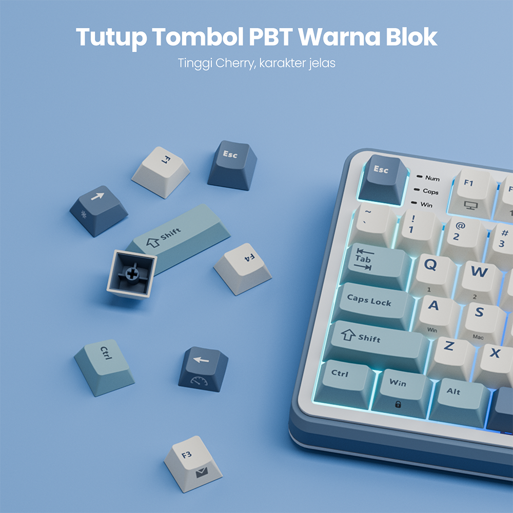 Jual Royal Kludge RK S98 White Blue Light Could 98 Key Gaming Keyboard ...
