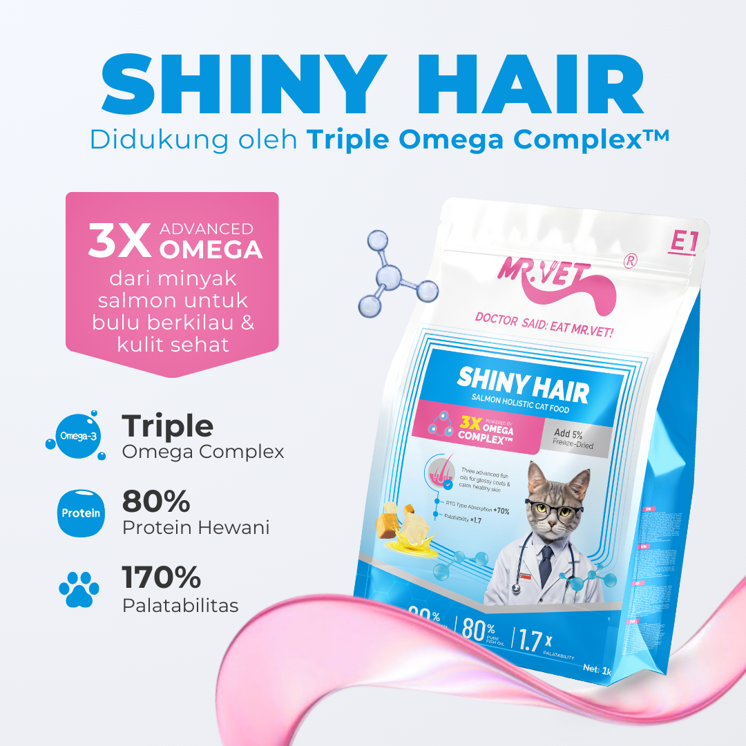 Jual [NEW] Mr. Vet - Makanan kucing kering 1kg GIFT 2pcs 50g Mr. Vet E1 ...